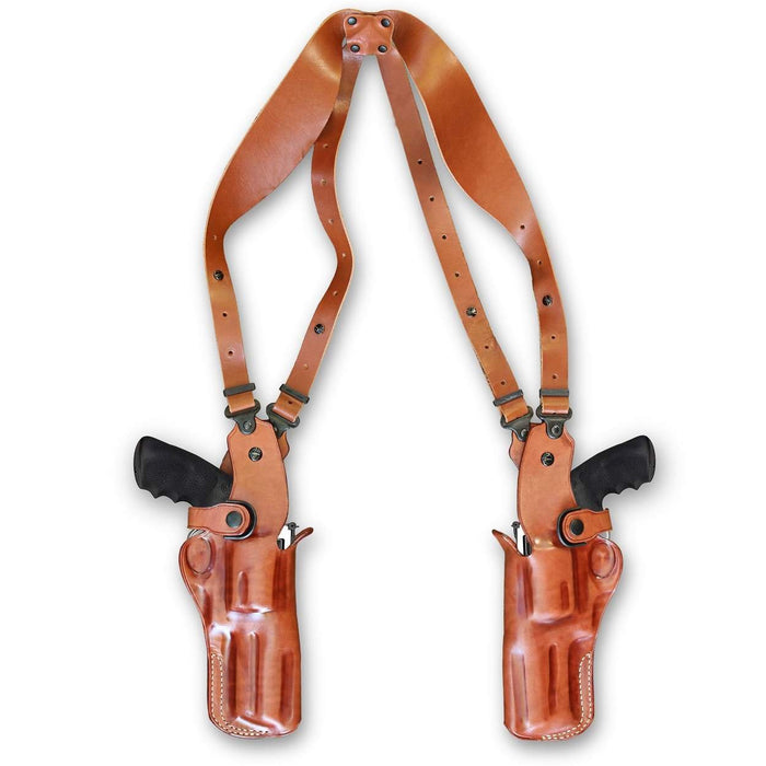 Premium Leather Dual Gun Vertical Shoulder Holster System