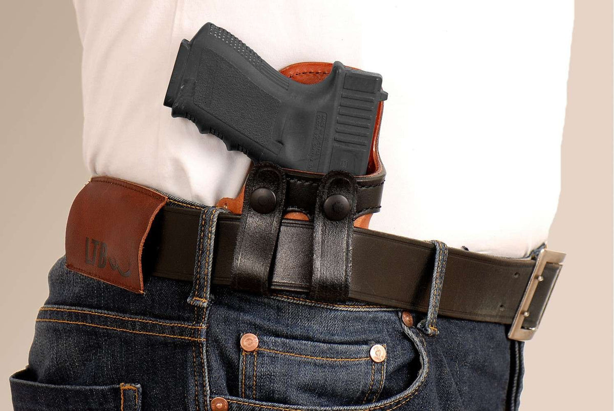 Leather Inside The Waist Band (IWB) Concealment Holster With Belt Stra